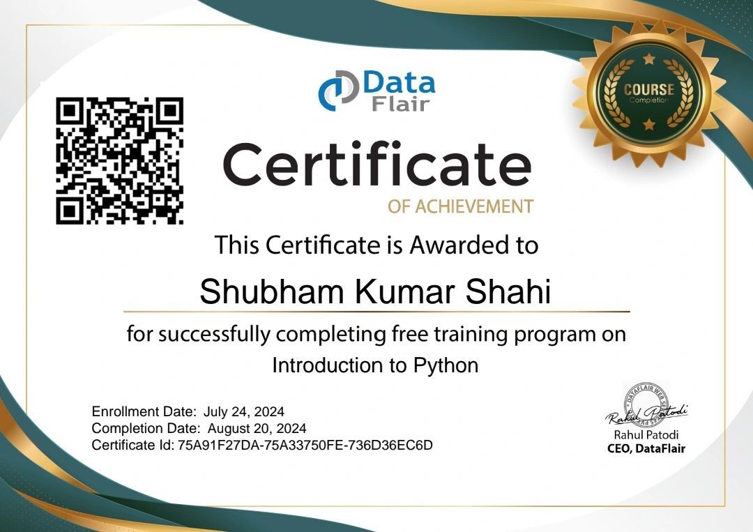 Shubham Kumar Shahi on LinkedIn: #python #dataflair #learner #coding # ... Shubham Kumar Shahi on LinkedIn: #python #dataflair #learner #coding # ...