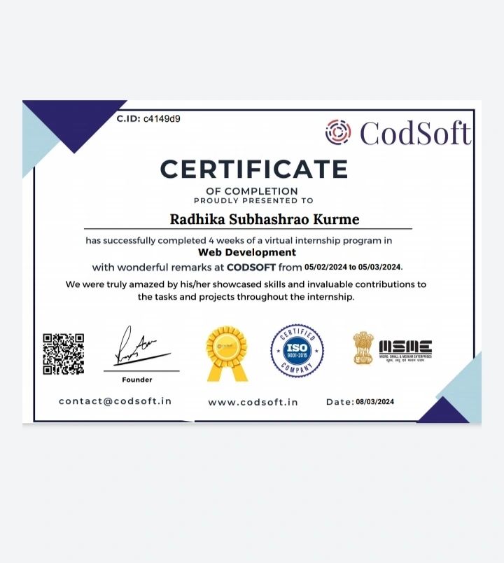 Radhika Patil on LinkedIn: #codesoft #codesoft Radhika Patil on LinkedIn: #codesoft #codesoft