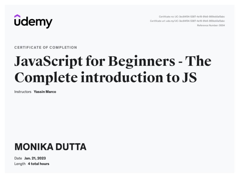 Monika Dutta on LinkedIn: #javascript #udemycertificate #webdevelopment Monika Dutta on LinkedIn: #javascript #udemycertificate #webdevelopment