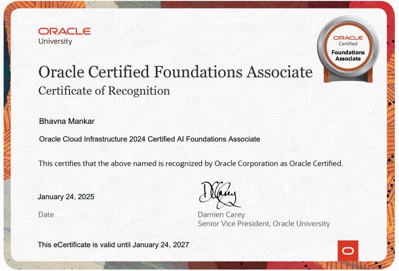 #oraclecertification #ai #cloudtech #futureready #techjourney | Bhavna ... #oraclecertification #ai #cloudtech #futureready #techjourney | Bhavna ...