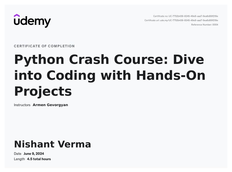 Nishant Verma on LinkedIn: #python #coding #learning #udemy # ... Nishant Verma on LinkedIn: #python #coding #learning #udemy # ...