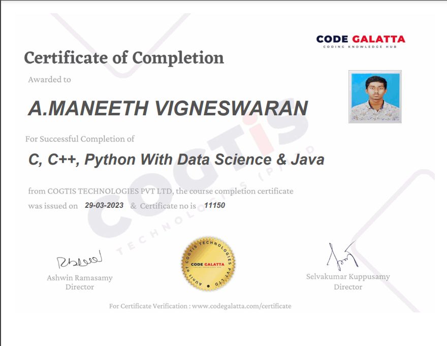 Maneeth Vigneswaran on LinkedIn: #datascience #java #python #codegalatta Maneeth Vigneswaran on LinkedIn: #datascience #java #python #codegalatta