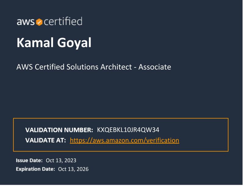 Kamal Goyal on LinkedIn: Finally completed AWS Cloud Certification: Kamal Goyal on LinkedIn: Finally completed AWS Cloud Certification: