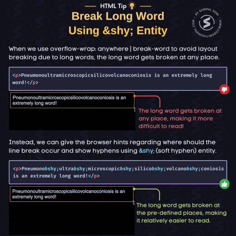 Shripal Soni on LinkedIn: HTML Tip 💡 Do you know about  HTML entity to ... Shripal Soni on LinkedIn: HTML Tip 💡 Do you know about  HTML entity to ...