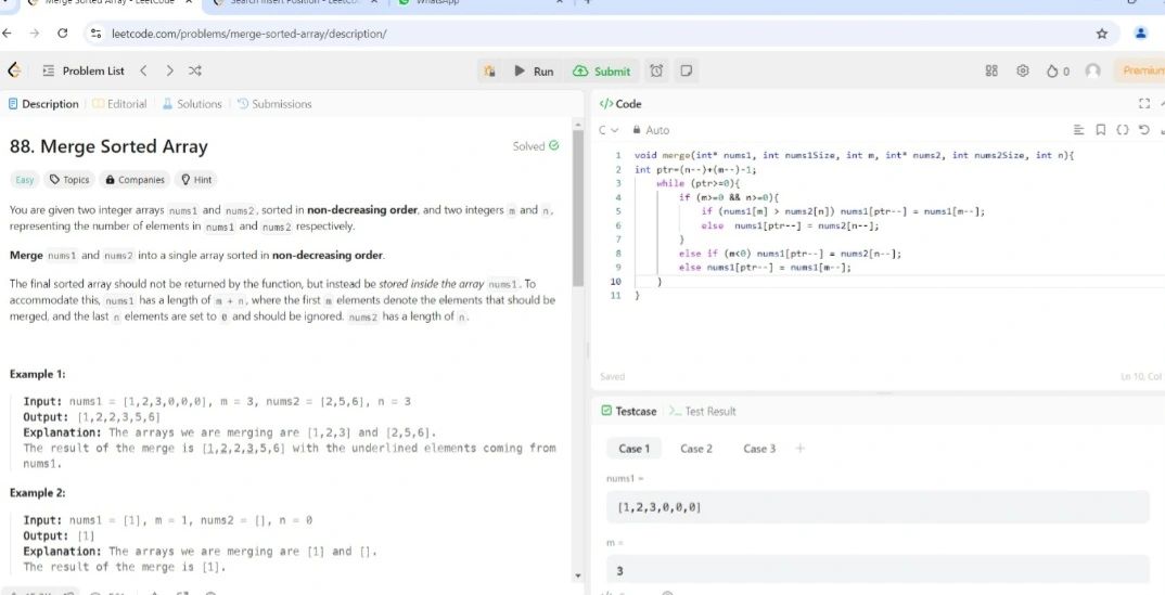 Varsha K on LinkedIn: Merge sorted array leetcode#88 Varsha K on LinkedIn: Merge sorted array leetcode#88