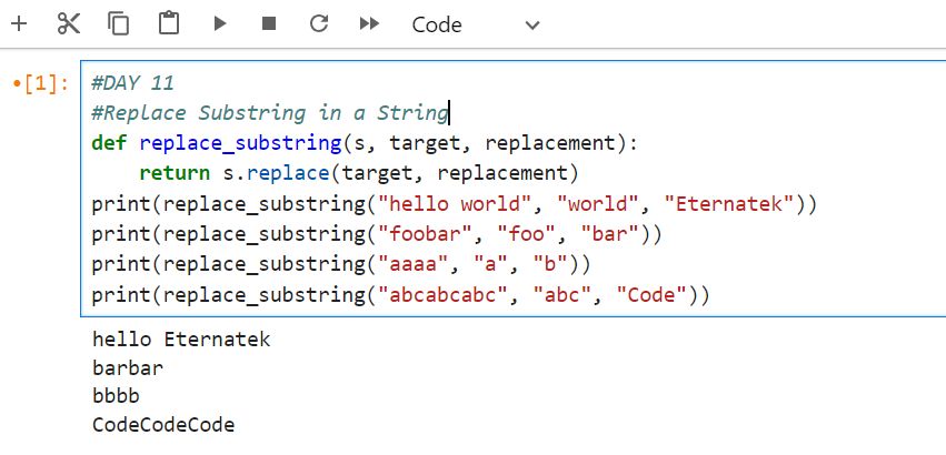 Day 11 of 21day Coding Challenge: Replace Substring in a String ... Day 11 of 21day Coding Challenge: Replace Substring in a String ...