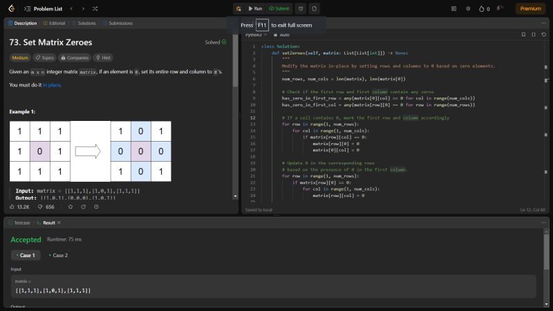 Day 23 of #50daysofcodechallenge: Set Matrix Zeroes | Manikanta Nallam ... Day 23 of #50daysofcodechallenge: Set Matrix Zeroes | Manikanta Nallam ...