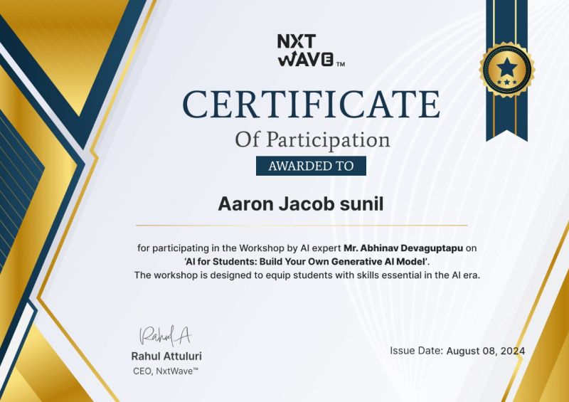 Aaron Jacob Sunil on LinkedIn: #nxtwave #ai #generativeai #learning Aaron Jacob Sunil on LinkedIn: #nxtwave #ai #generativeai #learning
