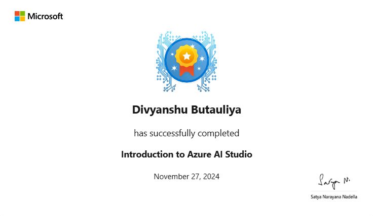 Divyanshu Butauliya on LinkedIn: #azureaistudio #artificialintelligence ... Divyanshu Butauliya on LinkedIn: #azureaistudio #artificialintelligence ...