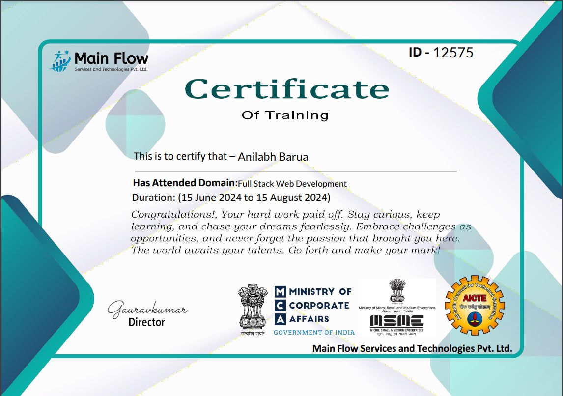 Anilabh Barua on LinkedIn: #fullstackdevelopment #mainflow #internship ... Anilabh Barua on LinkedIn: #fullstackdevelopment #mainflow #internship ...