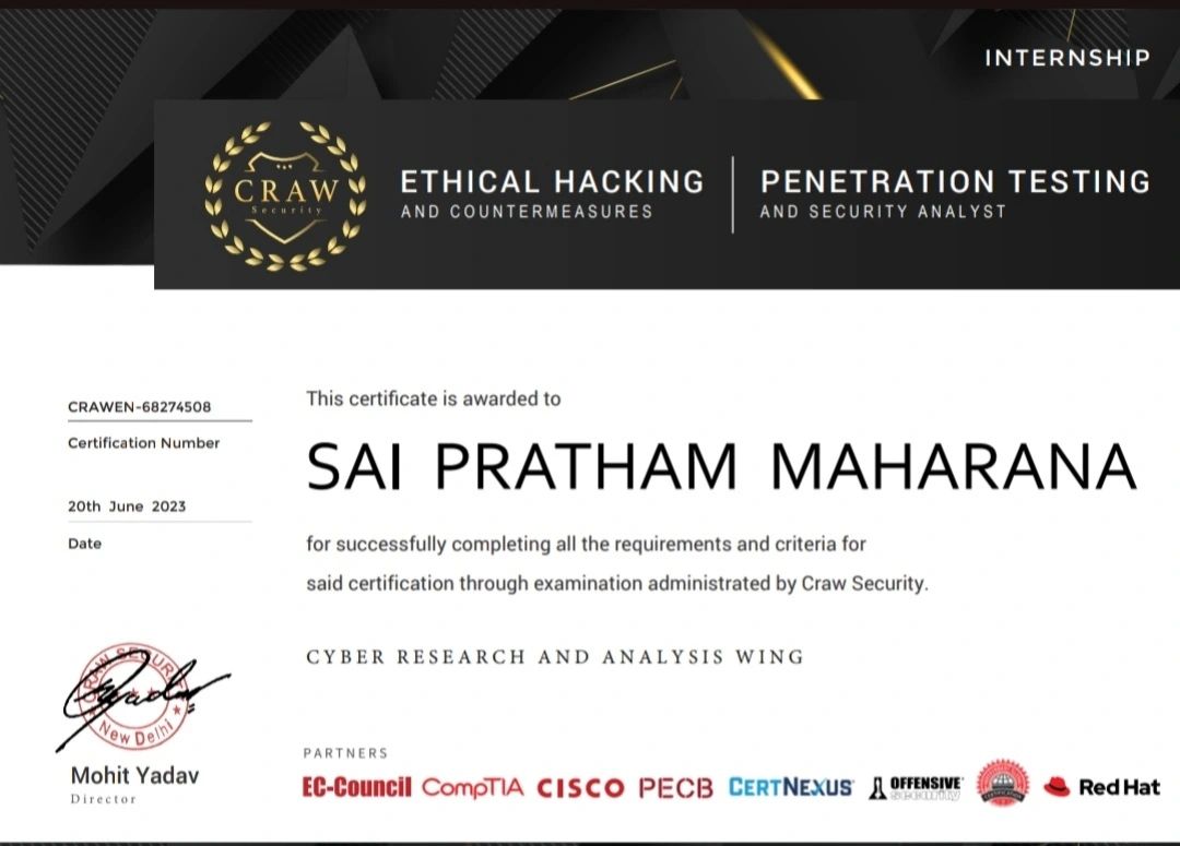 SAI PRATHAM MAHARANA on LinkedIn: #certificate #cybersecurity # ... SAI PRATHAM MAHARANA on LinkedIn: #certificate #cybersecurity # ...