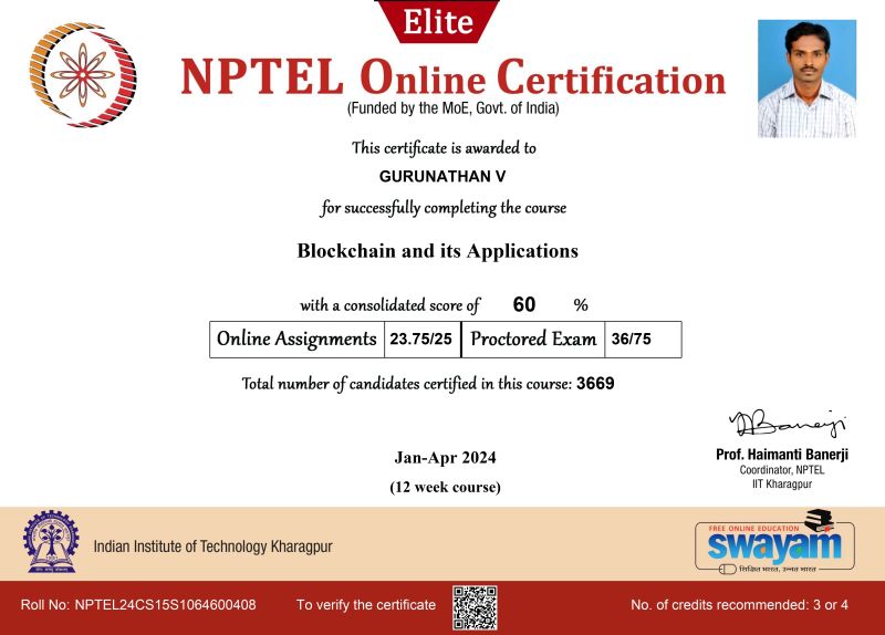 #nptel | GURUNATHAN V Assistant Professor_ Senior Scale (ECE), MCET #nptel | GURUNATHAN V Assistant Professor_ Senior Scale (ECE), MCET