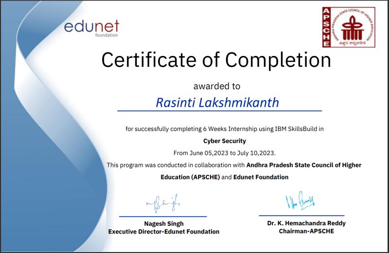Rasinti Lakshmikanth on LinkedIn: #cybersecurity #ibm #skillsbuild # ... Rasinti Lakshmikanth on LinkedIn: #cybersecurity #ibm #skillsbuild # ...