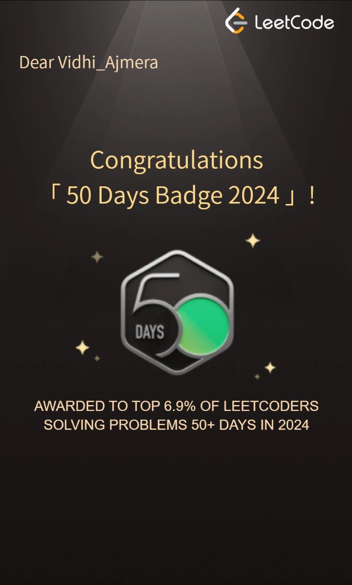 #leetcode #leetcoders #coders #programmers #dsa | Vidhi Ajmera #leetcode #leetcoders #coders #programmers #dsa | Vidhi Ajmera