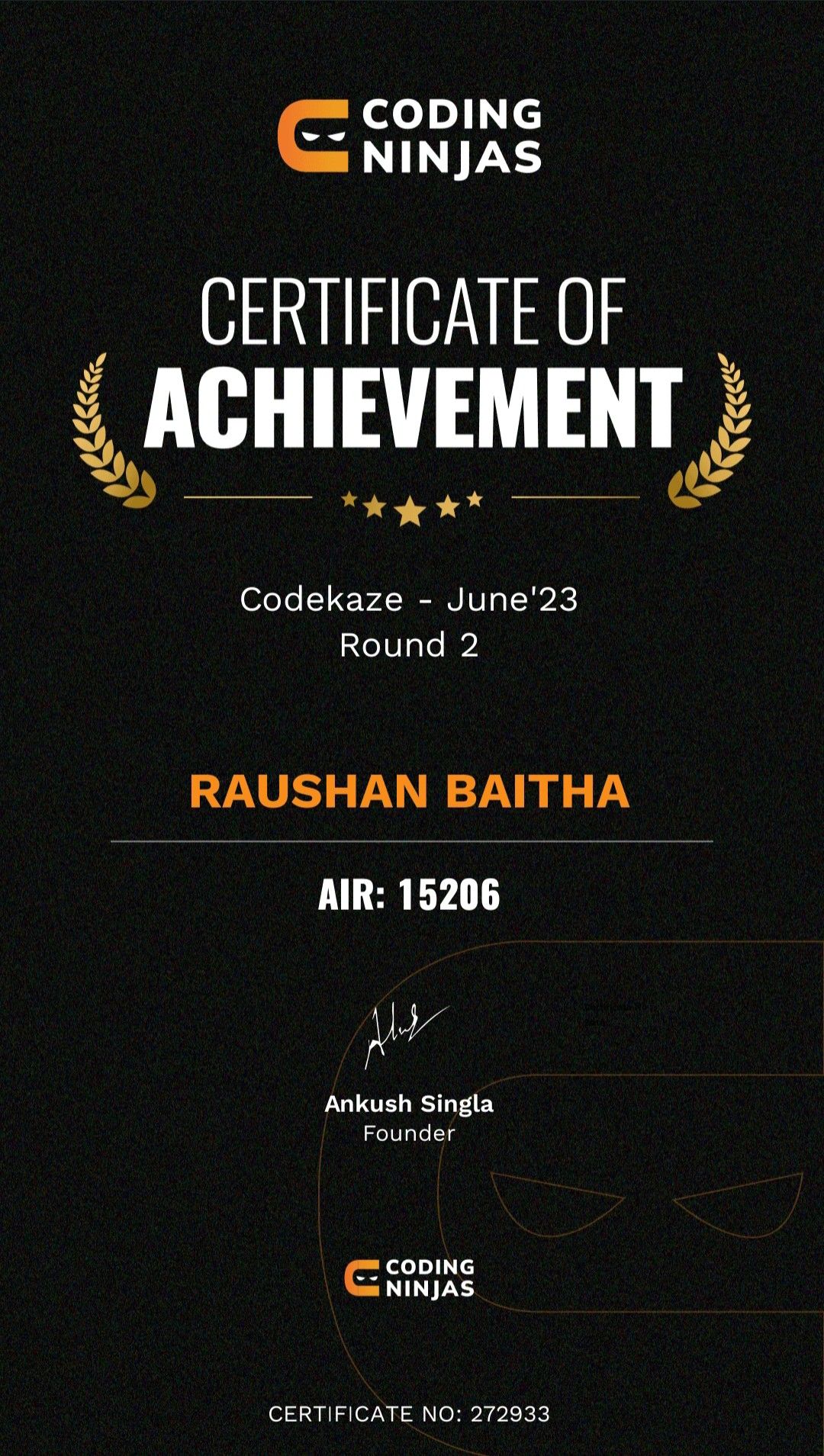 Raushan Kumar Baitha on LinkedIn: #codingninjas Raushan Kumar Baitha on LinkedIn: #codingninjas