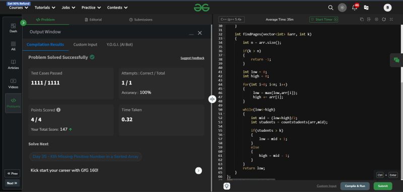 Bhupesh Chavan on LinkedIn: #gfg #codingchallenge #dsa #binarysearch # ... Bhupesh Chavan on LinkedIn: #gfg #codingchallenge #dsa #binarysearch # ...