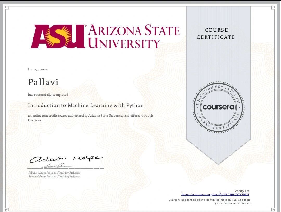 Pallavi Ganiga on LinkedIn: #machinelearning #python #certification # ... Pallavi Ganiga on LinkedIn: #machinelearning #python #certification # ...