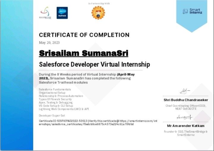 Sumana Sri Srisailam on LinkedIn: #smartinternz Sumana Sri Srisailam on LinkedIn: #smartinternz