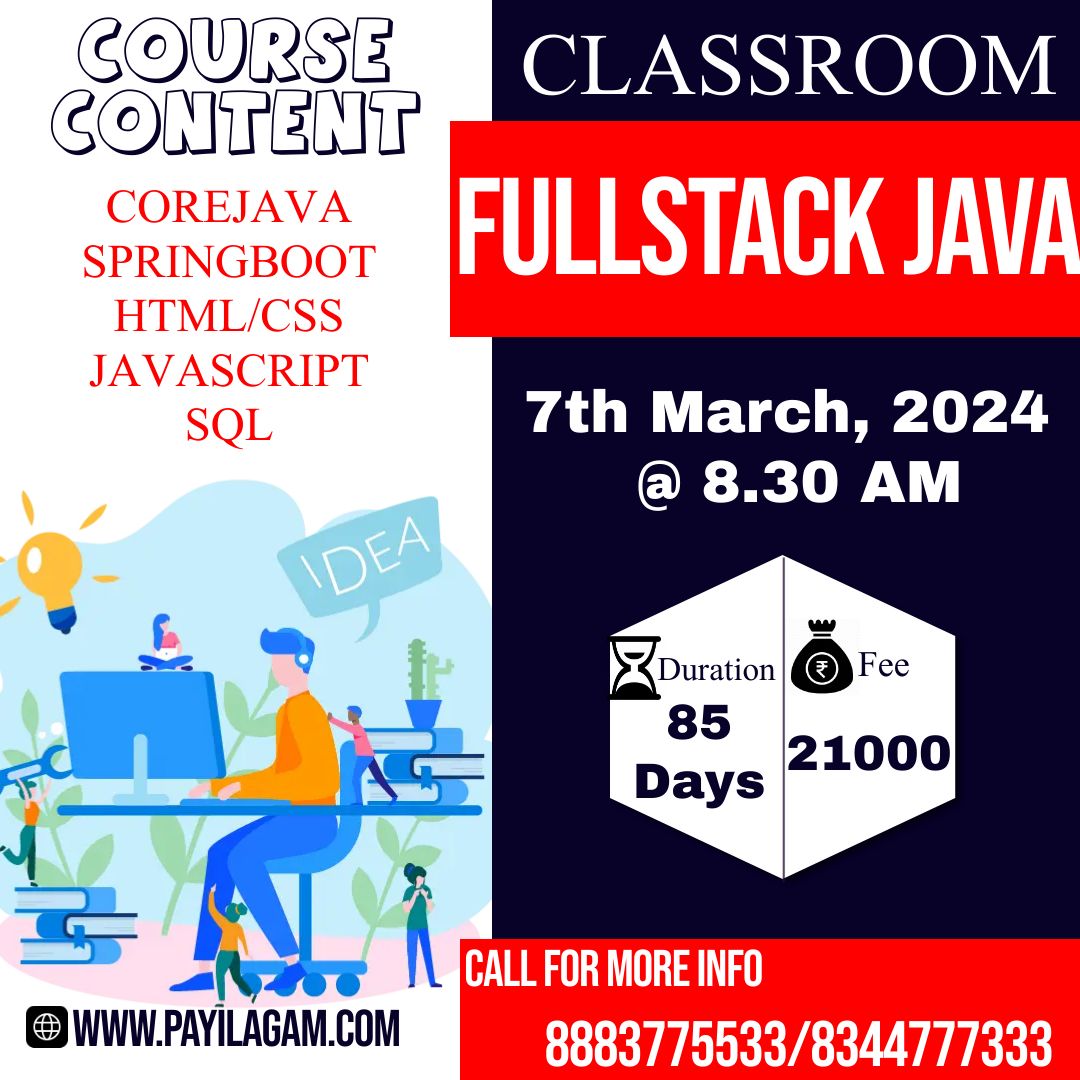 Payilagam . on LinkedIn: #payilagam #java #javafullstack #javaclassroom ... Payilagam . on LinkedIn: #payilagam #java #javafullstack #javaclassroom ...