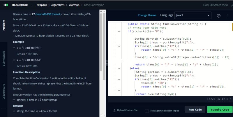 Day 6 of solving HackerRank problems: Today's problem is called Time ... Day 6 of solving HackerRank problems: Today's problem is called Time ...