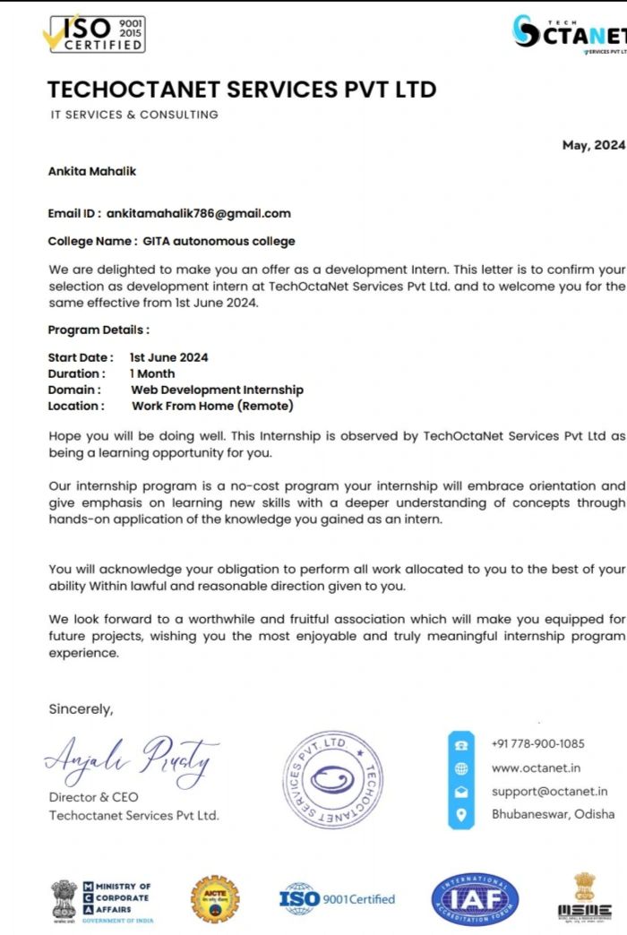 Ankita Mahalik on LinkedIn: #octanet #internship Ankita Mahalik on LinkedIn: #octanet #internship
