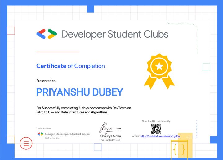 Priyanshu Dubey on LinkedIn: #gdsc #cplusplus #datastructures #devtown ... Priyanshu Dubey on LinkedIn: #gdsc #cplusplus #datastructures #devtown ...