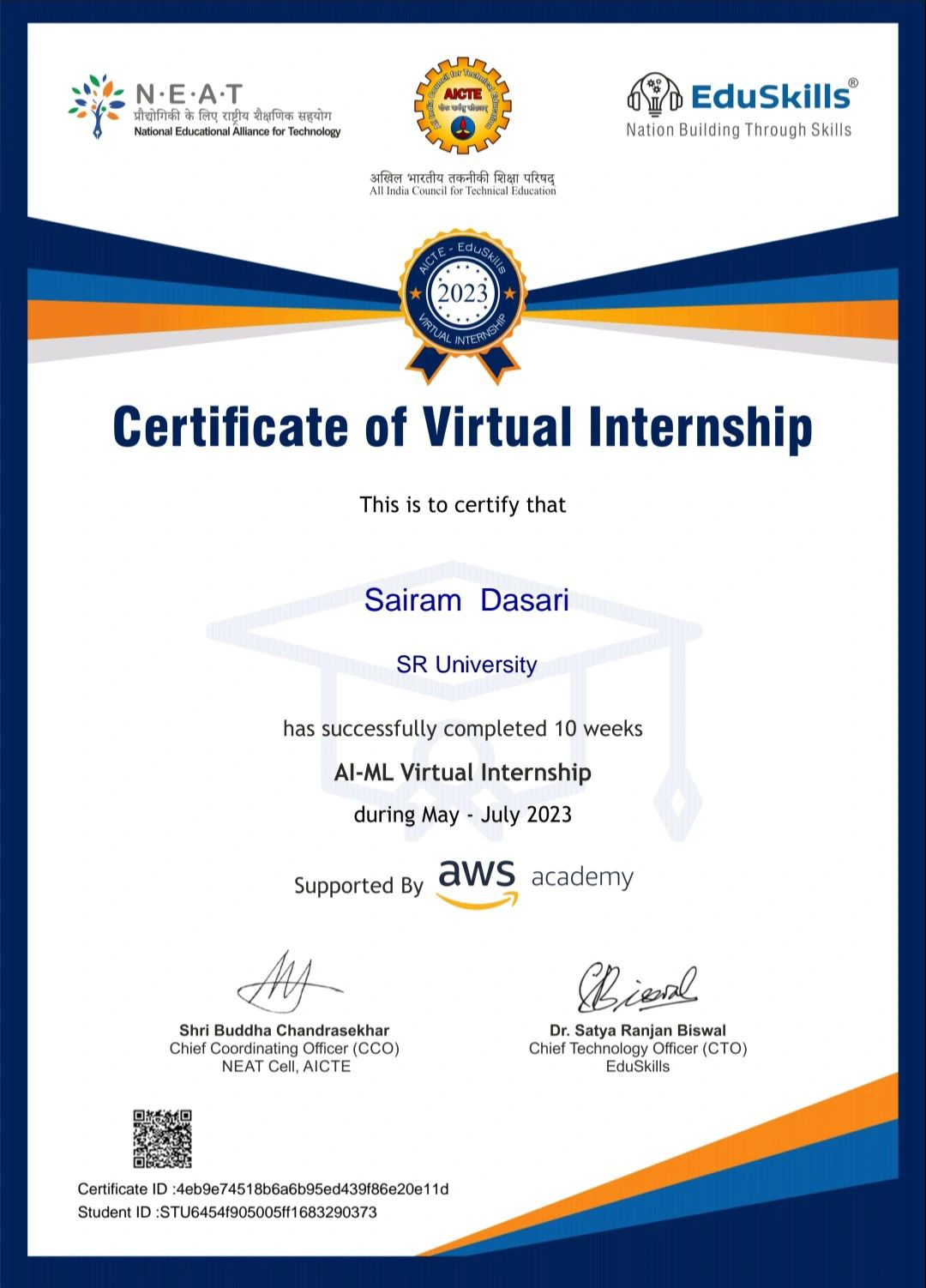 Sairam Dasari on LinkedIn: #aicteinternship #aicteneat #aicte # ... Sairam Dasari on LinkedIn: #aicteinternship #aicteneat #aicte # ...