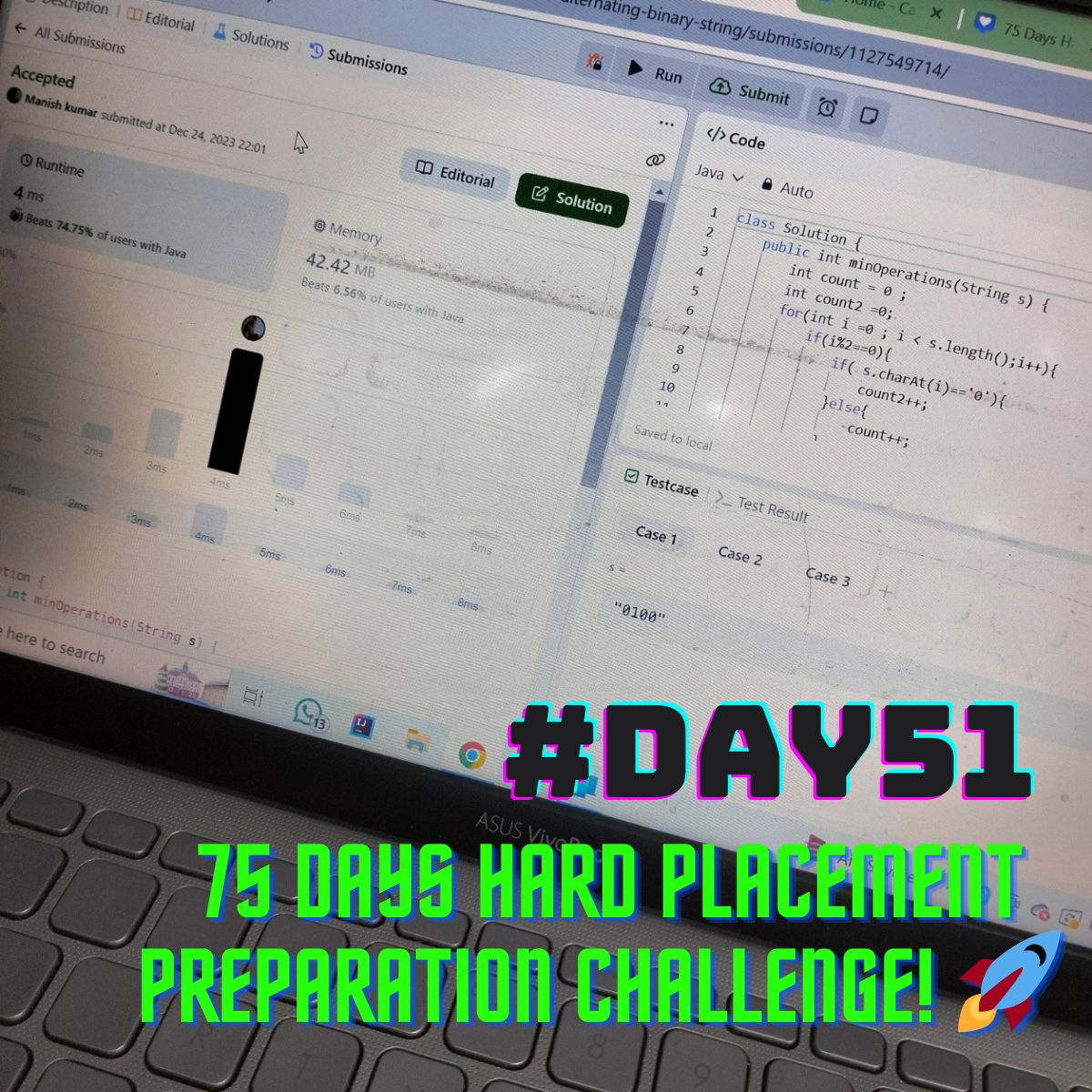 Finished Day 51 of the 75 Days Hard Placement Challenge | Manish Kumar ... Finished Day 51 of the 75 Days Hard Placement Challenge | Manish Kumar ...