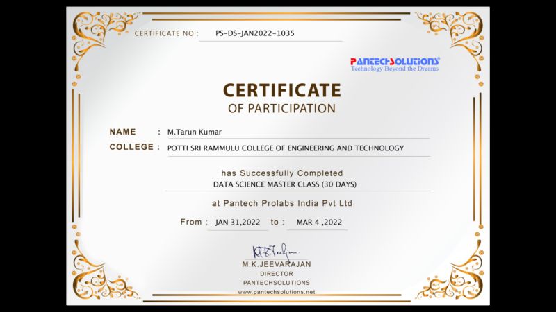 Tarun Kumar Mutthi on LinkedIn: #datascience #pantechelearning # ... Tarun Kumar Mutthi on LinkedIn: #datascience #pantechelearning # ...