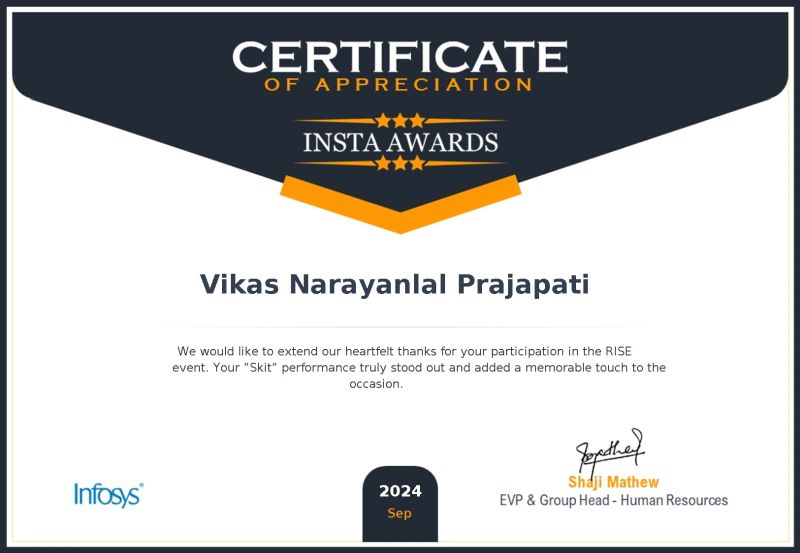 Vikas Prajapati on LinkedIn: #infosys Vikas Prajapati on LinkedIn: #infosys