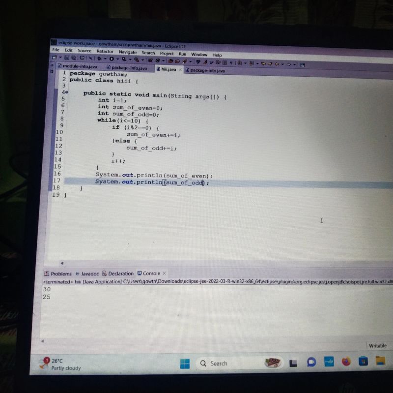 Java code : sum of even numbers and sum of odd numbers 😊. | Ponne Gowtham Java code : sum of even numbers and sum of odd numbers 😊. | Ponne Gowtham