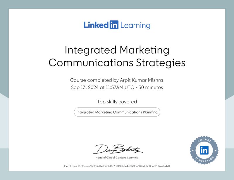 Arpit Kumar Mishra on LinkedIn: Certificate of Completion Arpit Kumar Mishra on LinkedIn: Certificate of Completion