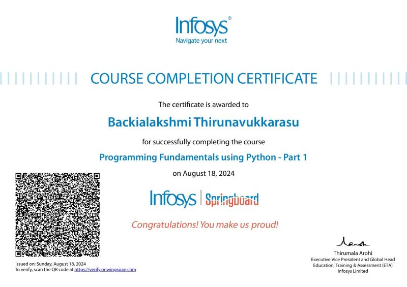 Backialakshmi Thirunavukkarasu on LinkedIn: #python #programming # ... Backialakshmi Thirunavukkarasu on LinkedIn: #python #programming # ...
