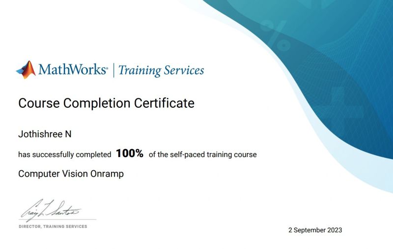 JOTHI SHREE N on LinkedIn: #mathworks #computervision JOTHI SHREE N on LinkedIn: #mathworks #computervision