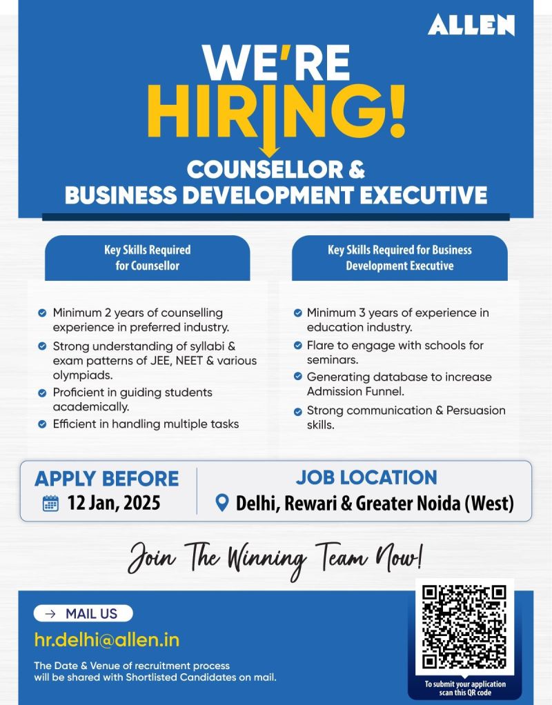 Umang Raj on LinkedIn: #wearehiring #allendelhi #hiringnow #allen | 16 ... Umang Raj on LinkedIn: #wearehiring #allendelhi #hiringnow #allen | 16 ...