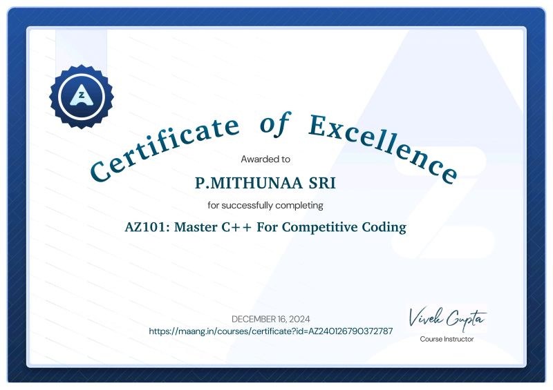 Mithunaa Sri P on LinkedIn: #codingjourney #competitiveprogramming # ... Mithunaa Sri P on LinkedIn: #codingjourney #competitiveprogramming # ...