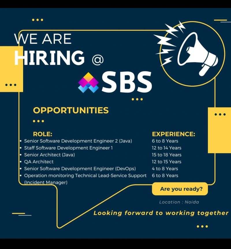 **Job Openings at SBS** Join our Product R&D team to build a ... **Job Openings at SBS** Join our Product R&D team to build a ...