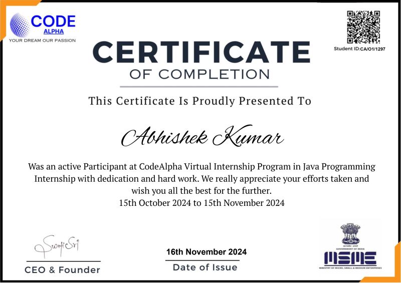 Abhishek Kumar on LinkedIn: #internshipexperience #javaprogramming # ... Abhishek Kumar on LinkedIn: #internshipexperience #javaprogramming # ...