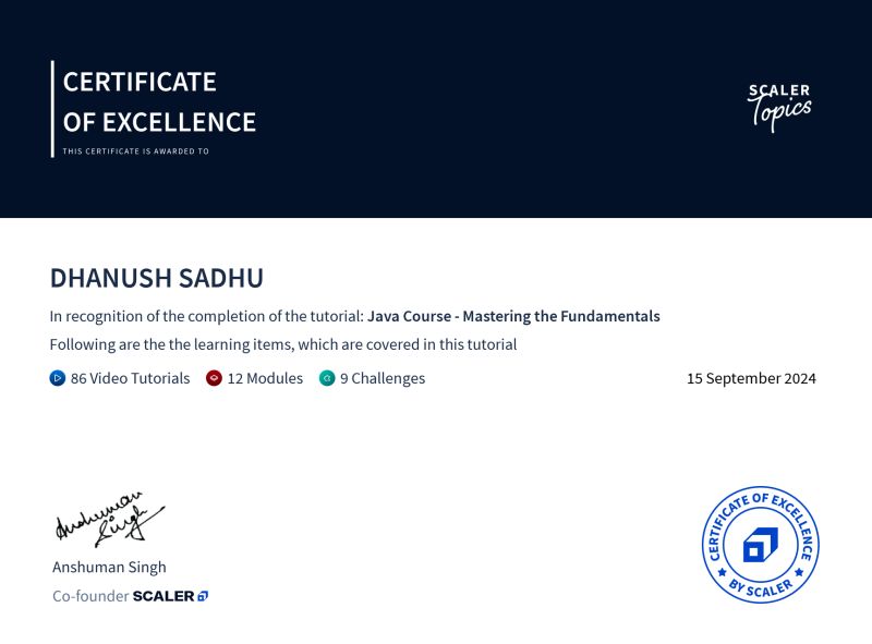DHANUSH SADHU on LinkedIn: #java #programming #scaler #learningjourney ... DHANUSH SADHU on LinkedIn: #java #programming #scaler #learningjourney ...