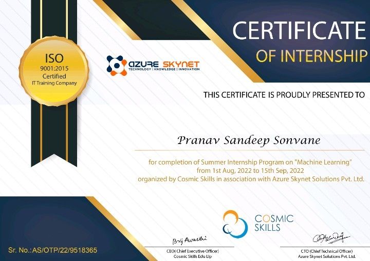 Pranav Sonvane on LinkedIn: #machinelearning #internshipexperience # ... Pranav Sonvane on LinkedIn: #machinelearning #internshipexperience # ...