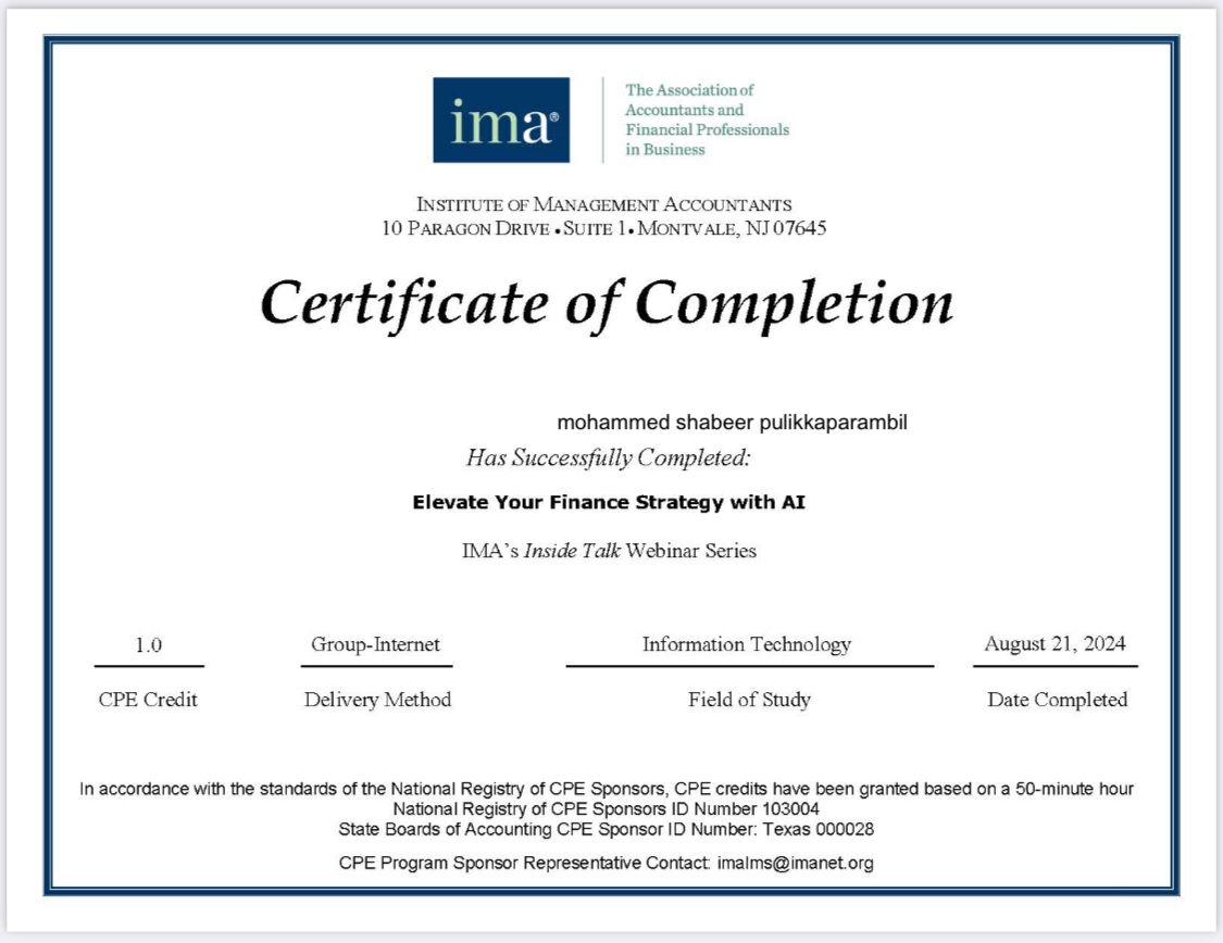 Earned a certificate for AI for finance | Mohammed Shabeer posted on ... Earned a certificate for AI for finance | Mohammed Shabeer posted on ...