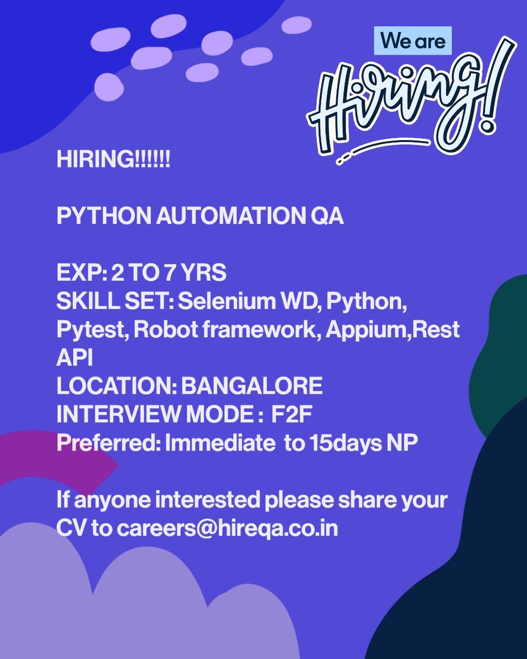 Swapna Nalla on LinkedIn: #hiring #python #selenium #pytest # ... Swapna Nalla on LinkedIn: #hiring #python #selenium #pytest # ...