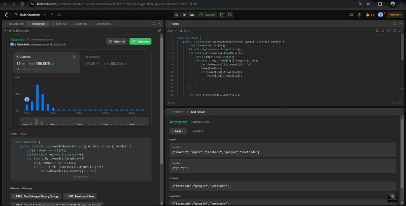 Arun Raja on LinkedIn: #leetcode #day34 #leetcode #wordsubsets #dsa # ... Arun Raja on LinkedIn: #leetcode #day34 #leetcode #wordsubsets #dsa # ...