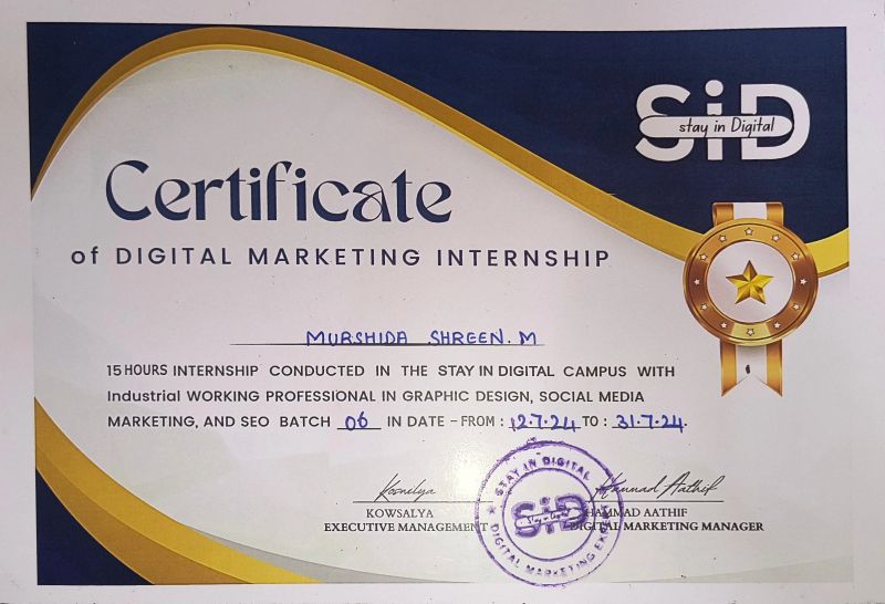 Murshida Shreen M on LinkedIn: #intenship #digitalmarketing #graphicdesign Murshida Shreen M on LinkedIn: #intenship #digitalmarketing #graphicdesign