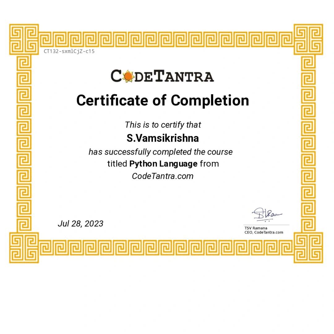 Seelam Vamsi krishna on LinkedIn: #vemu #pythonprogramming # ... Seelam Vamsi krishna on LinkedIn: #vemu #pythonprogramming # ...