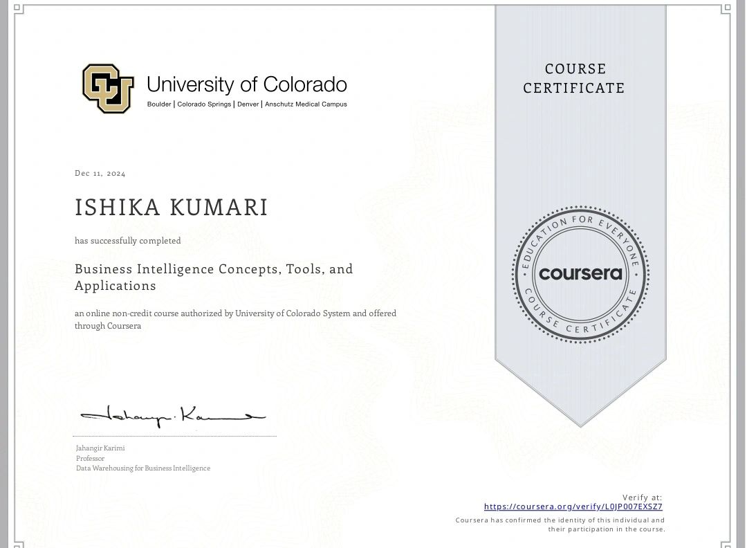 completed Coursera course🎉 | Ishika Kumari completed Coursera course🎉 | Ishika Kumari