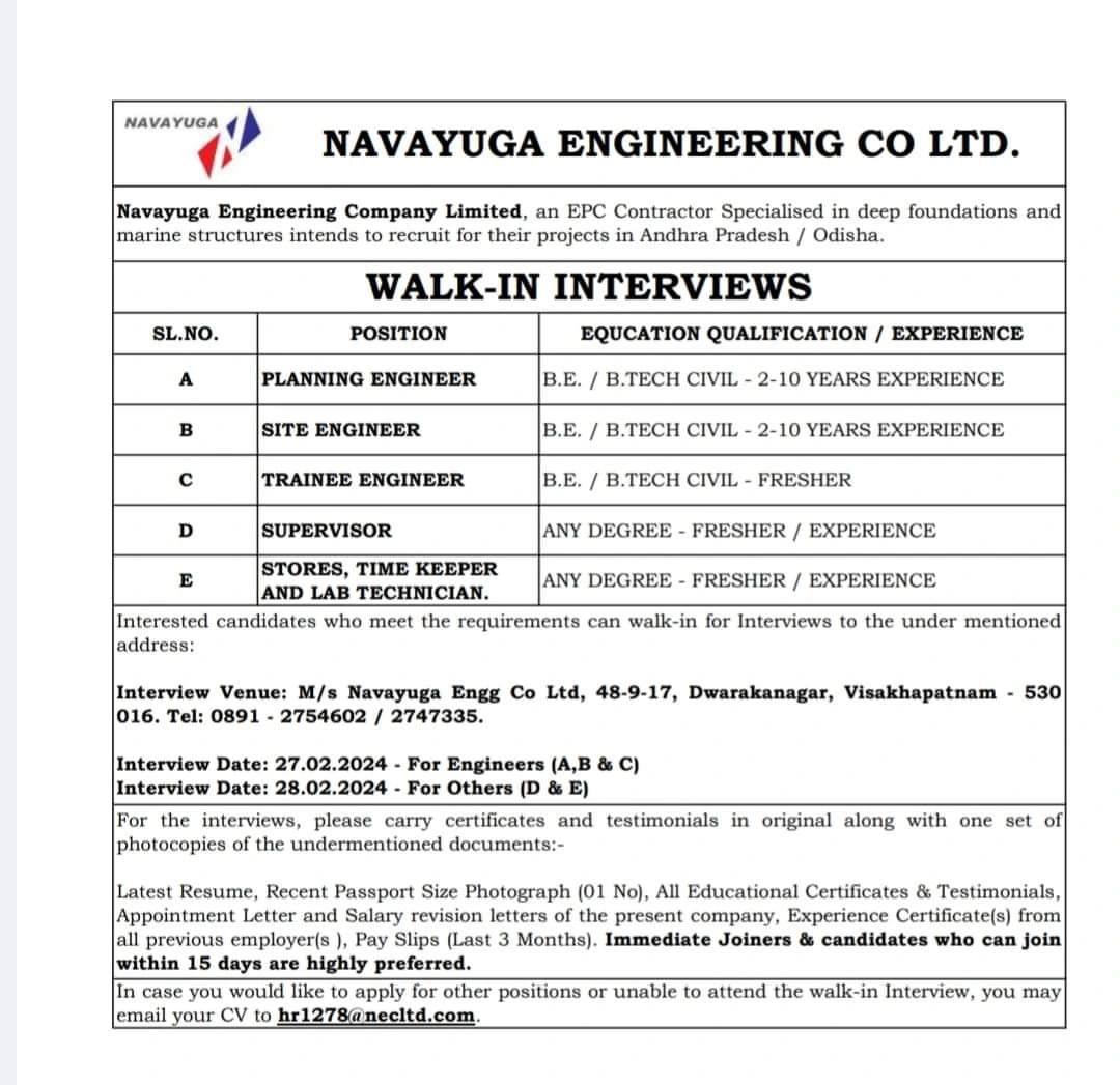Yavarna venkatesh on LinkedIn: Navayuga Engineering Company Ltd ... Yavarna venkatesh on LinkedIn: Navayuga Engineering Company Ltd ...