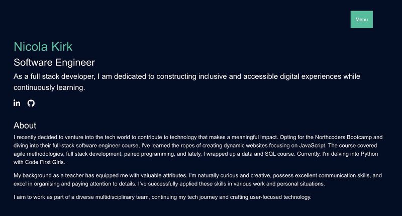 #portfoliorevamp #webdevfun | Nicola Kirk #portfoliorevamp #webdevfun | Nicola Kirk