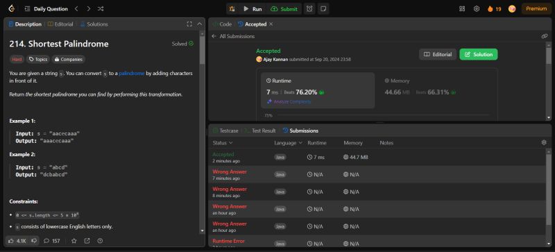 Ajay Kannan on LinkedIn: #leetcode #100daysofcode #problem214 #kmp # ... Ajay Kannan on LinkedIn: #leetcode #100daysofcode #problem214 #kmp # ...