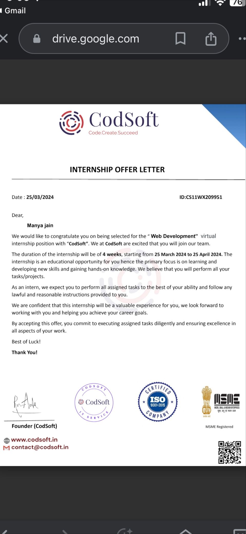 Manya Jain on LinkedIn: #webdev #internship #codsoft Manya Jain on LinkedIn: #webdev #internship #codsoft